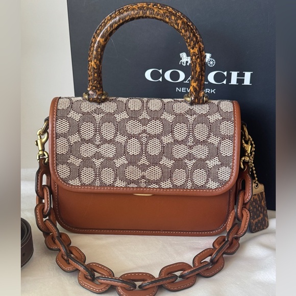 Coach | Bags | Coach Rogue Top Handle Colorblock Brown Signature ...